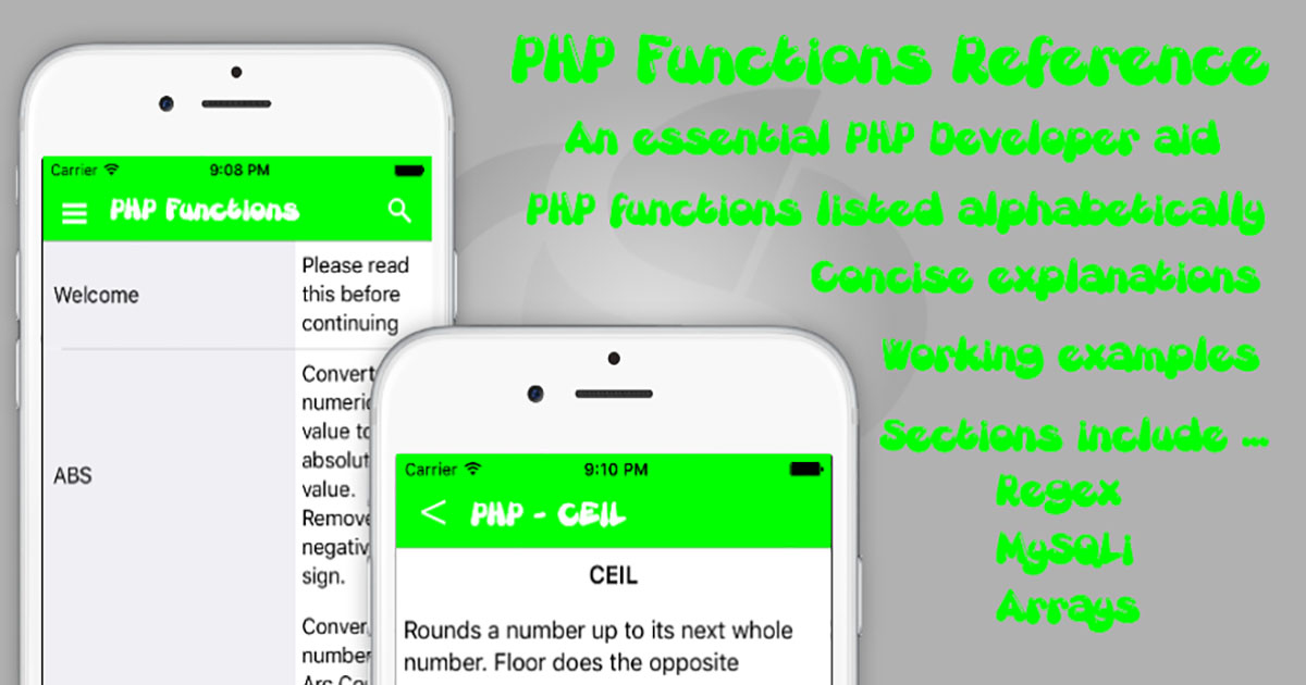 PHP Functions Reference iOS App | Seer Computing